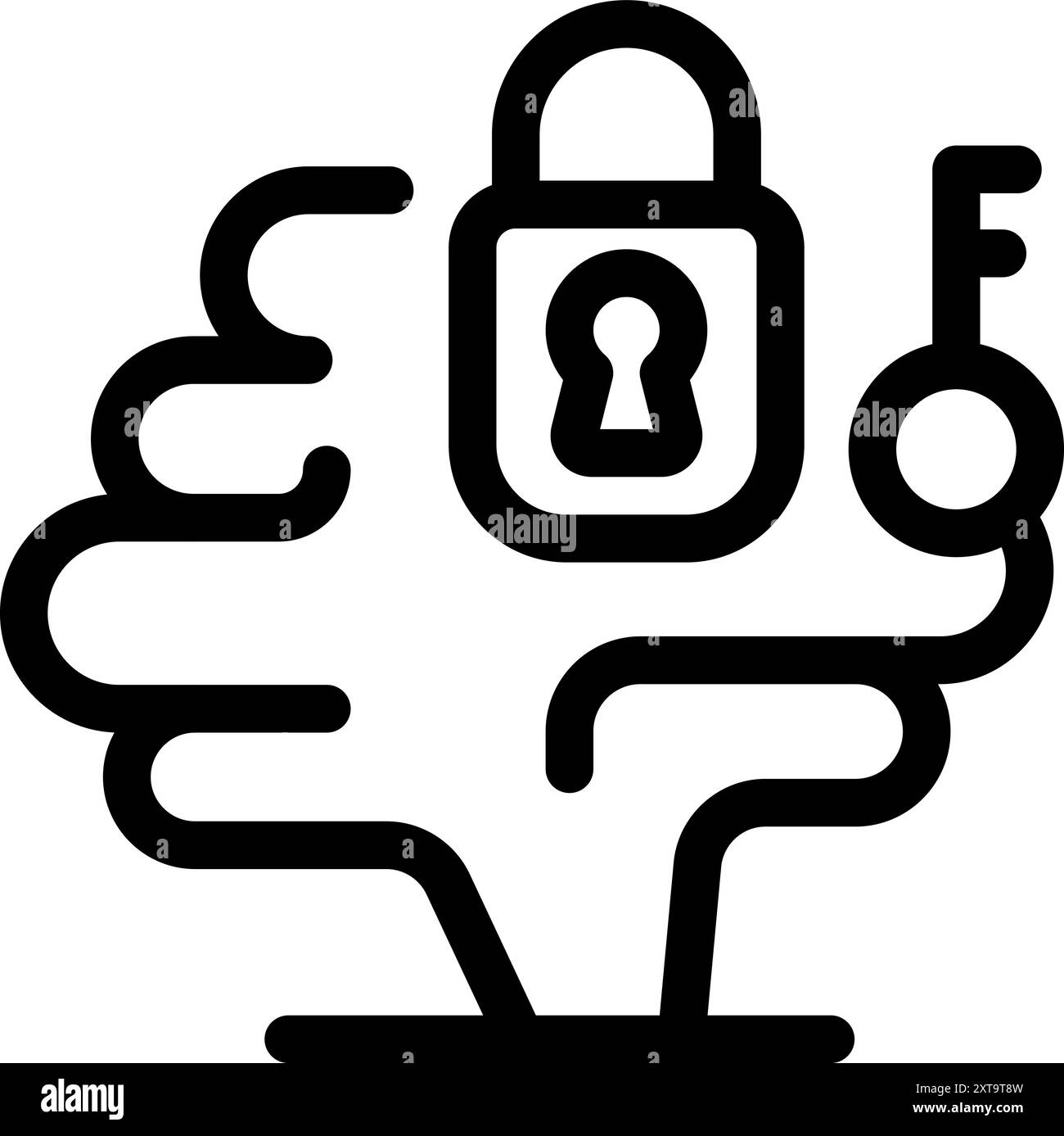 Human brain is locked with key, representing the concept of mind ...