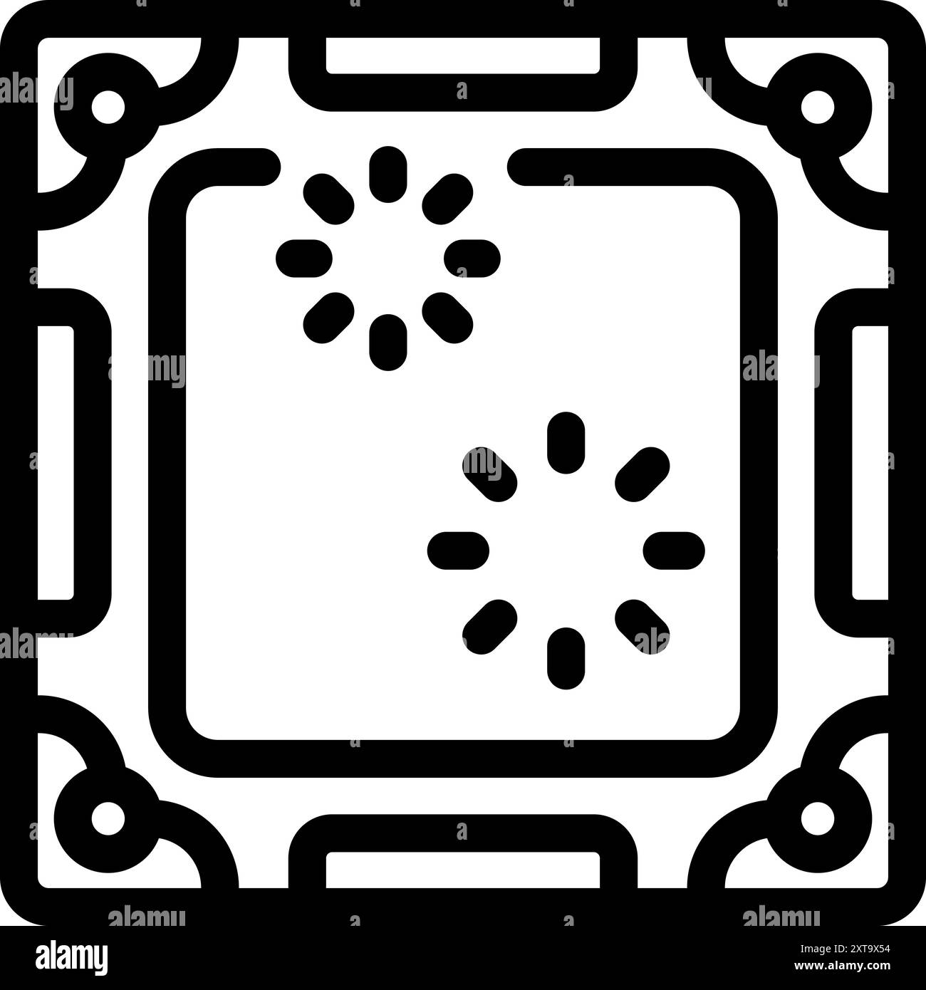 Simple Black And White Vector Icon Of A Computer Processing Unit With
