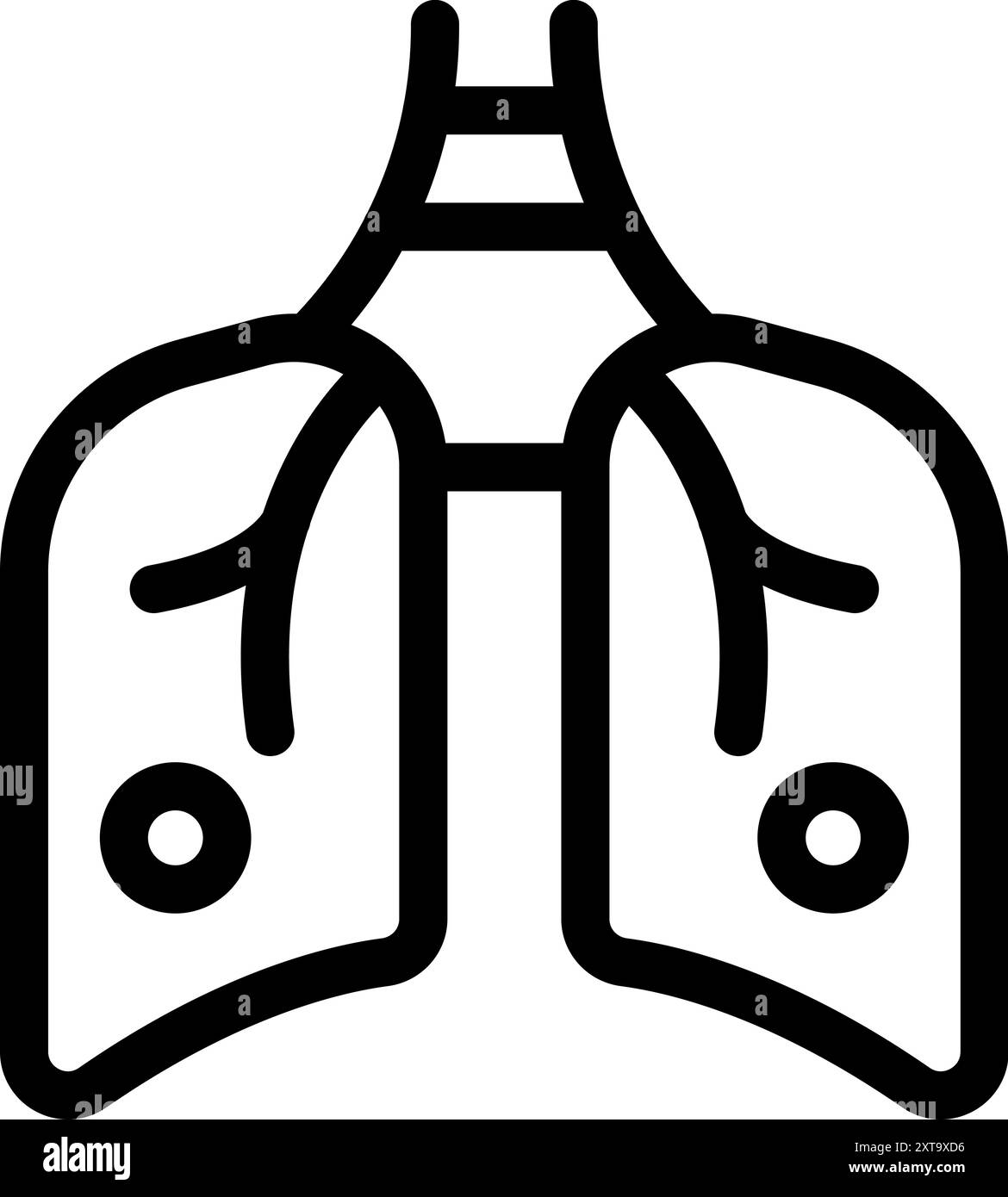 Simple line art icon of human lungs, highlighting the intricate network ...
