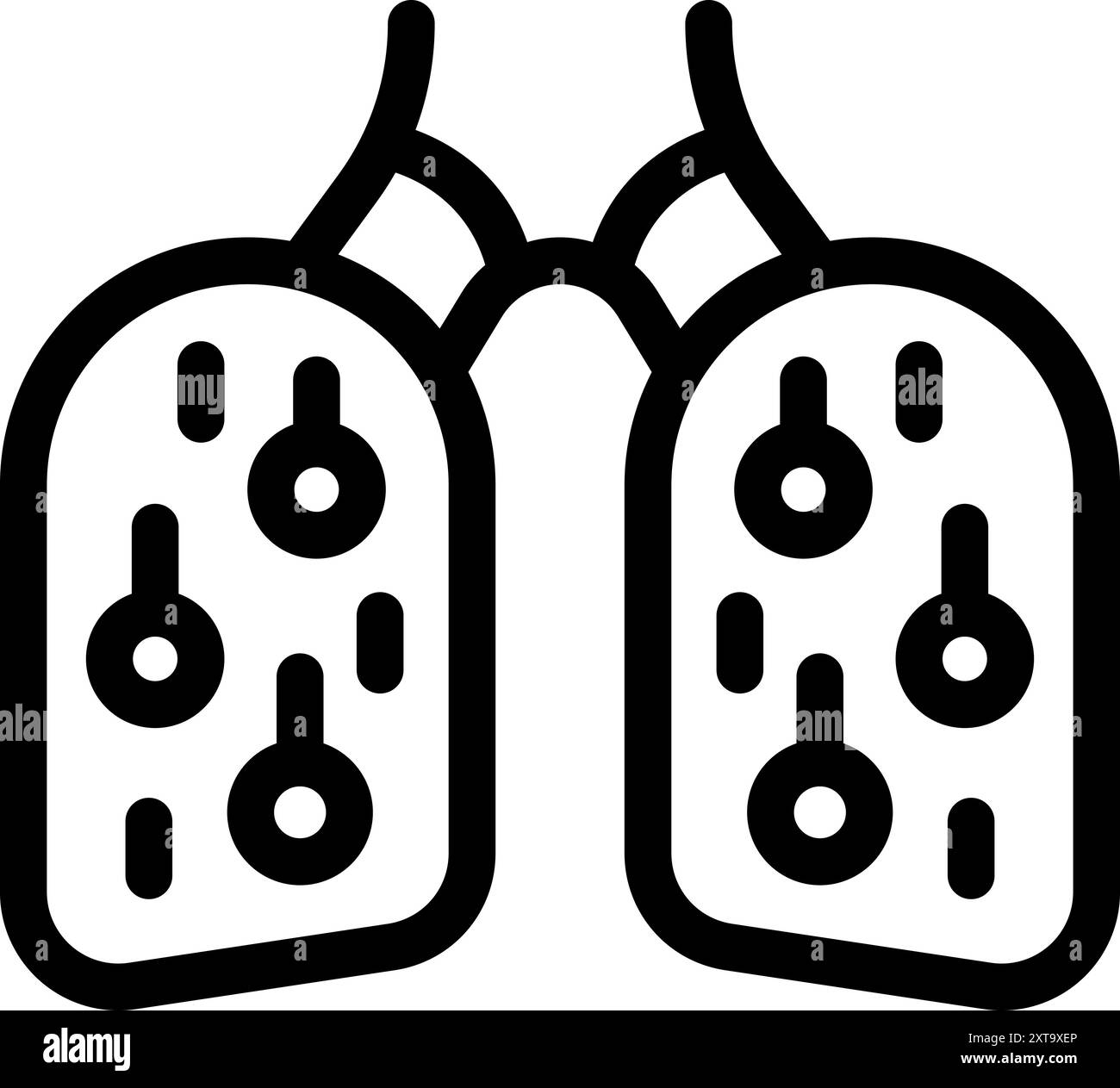 This simple vector icon represents sick lungs, highlighting the impact ...