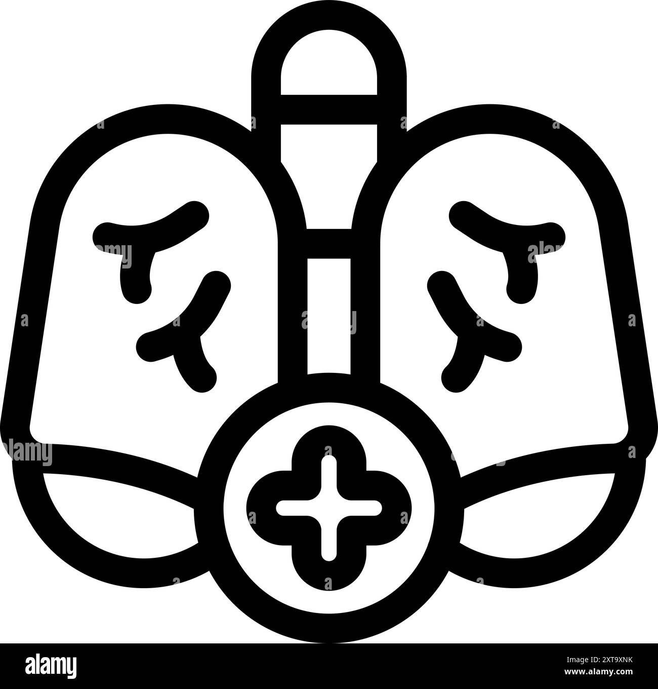 Simple line art icon of lungs receiving medical treatment, perfect for ...