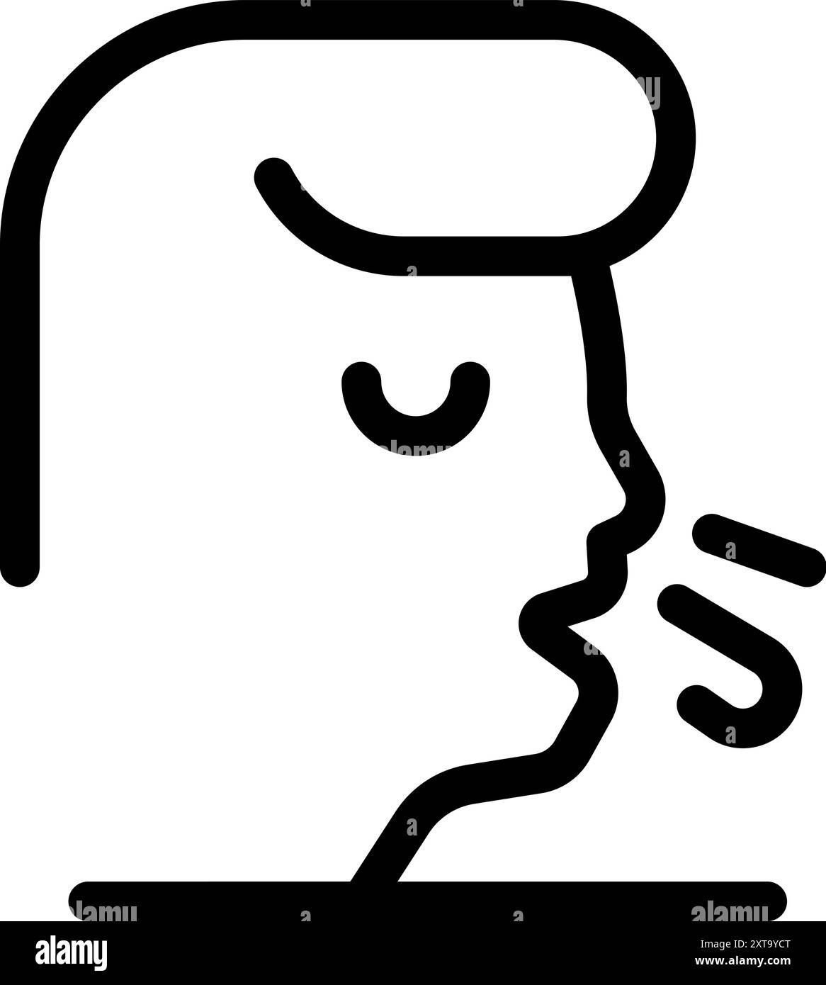 Line drawing of a sick man coughing with his mouth open, potentially ...