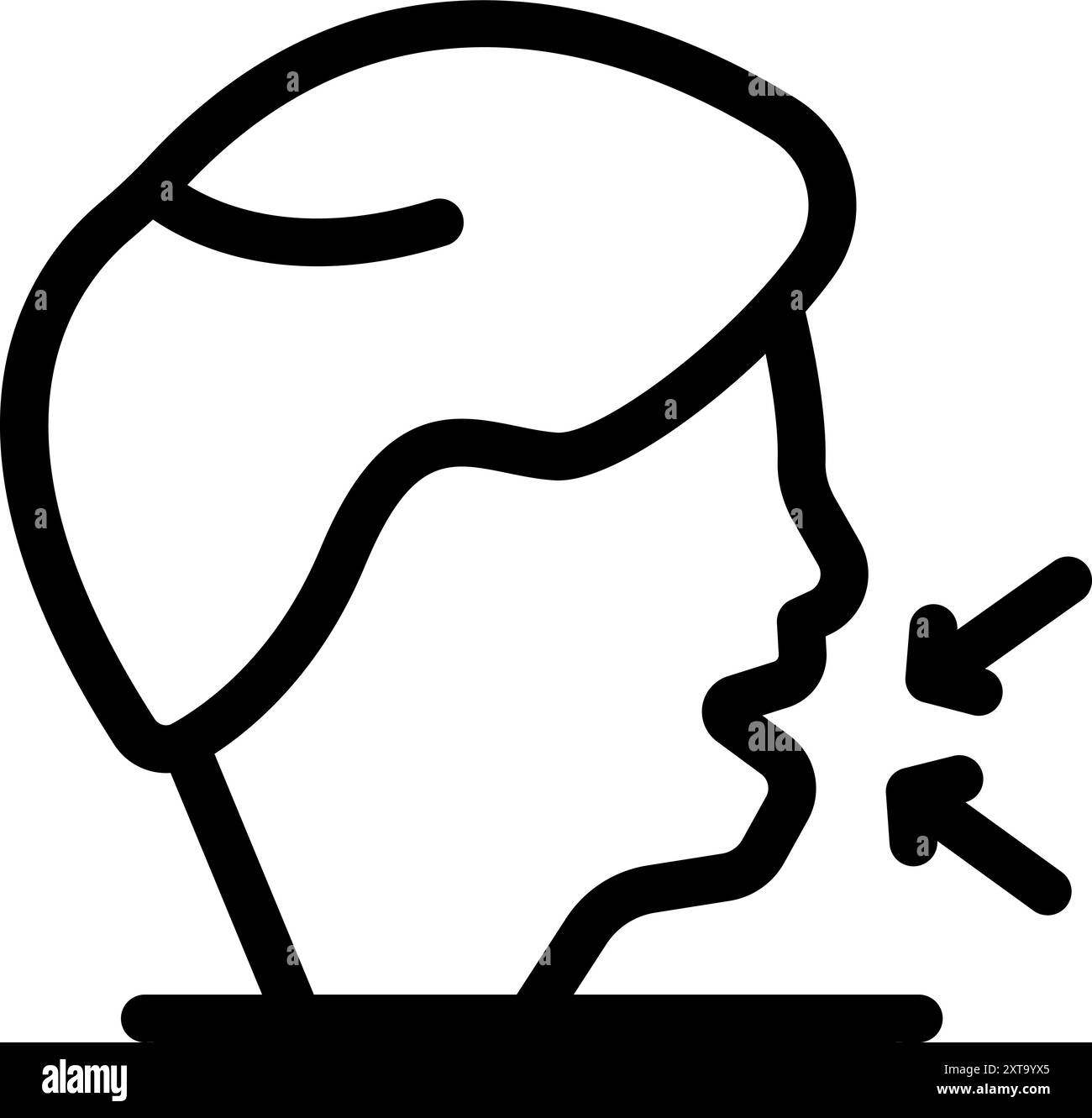 Line art icon of a man speaking loudly, with arrows indicating sound ...