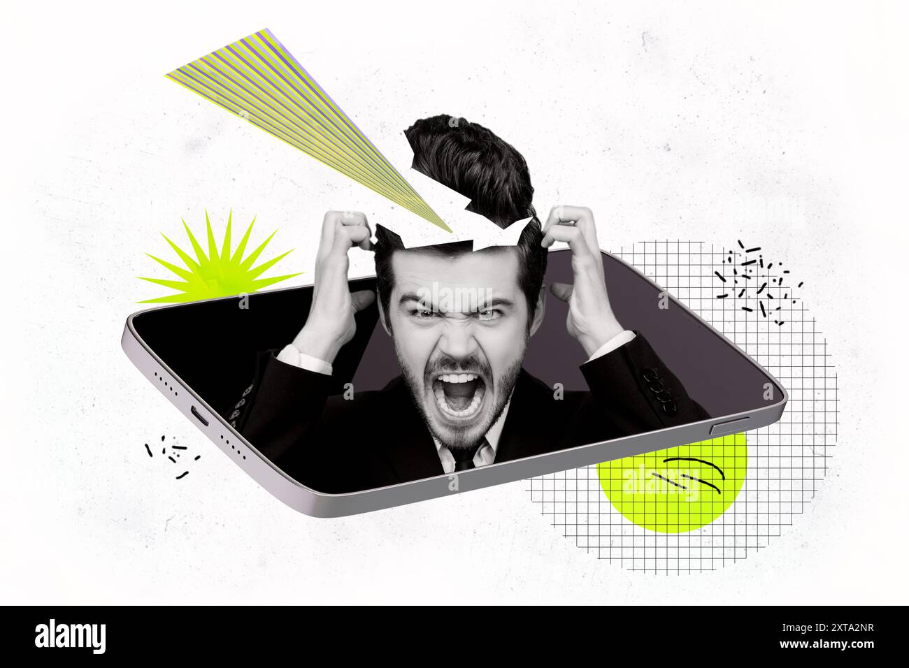 Creative collage picture annoyed irritated outraged businessman ...