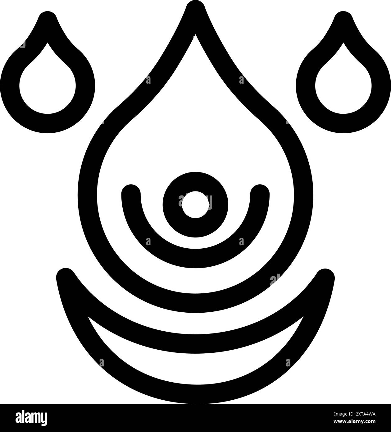 Simple, bold line art icon of a water drop falling and creating ...