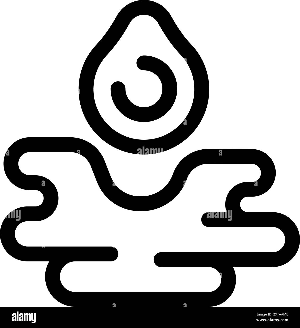 Line art icon representing a water drop falling down and making a ...