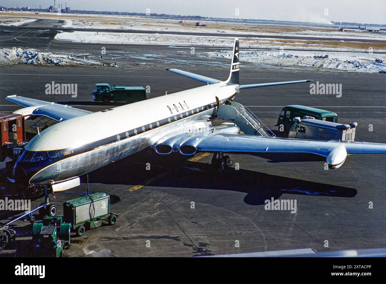 BOAC British Overseas Airways Corporation, De Havilland 106 Comet 4 jetliner plane, G-APDG ...