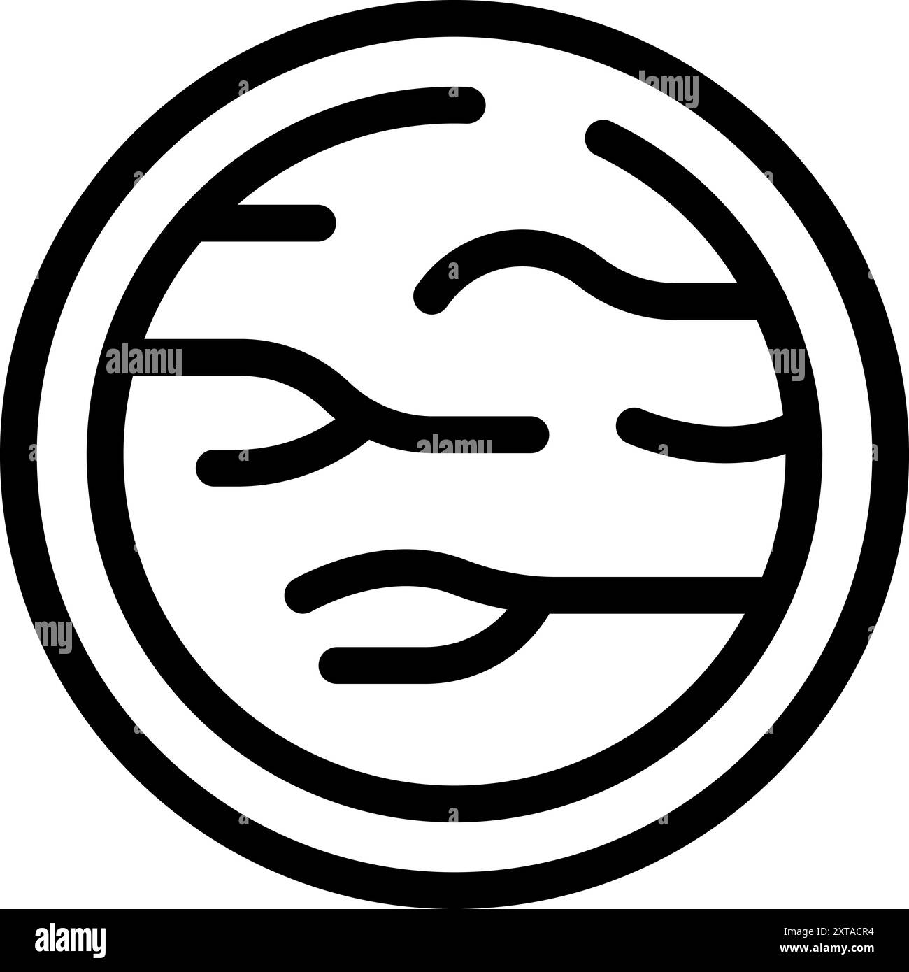 Black outline vector icon representing a planet surface showing ...