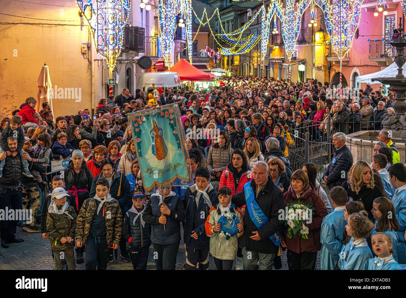 Feast in honor of the Madonna della Libera. Groups of faithful arrive ...