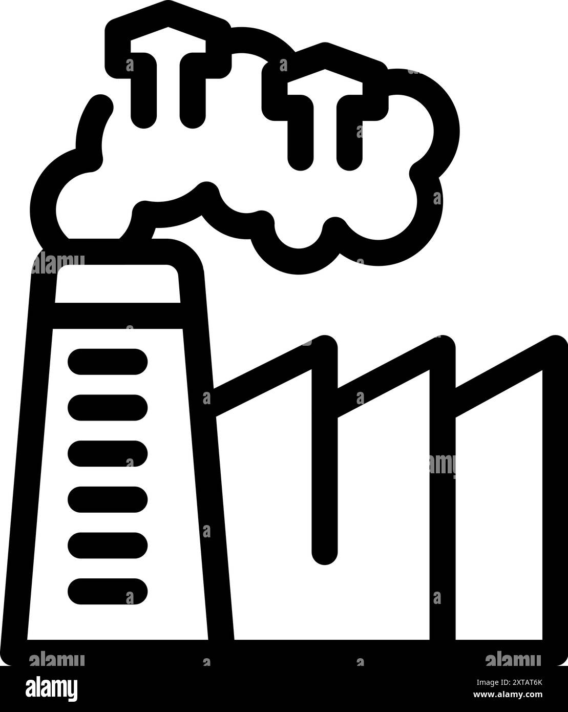 Simple vector of a factory emitting smoke into the air, representing ...
