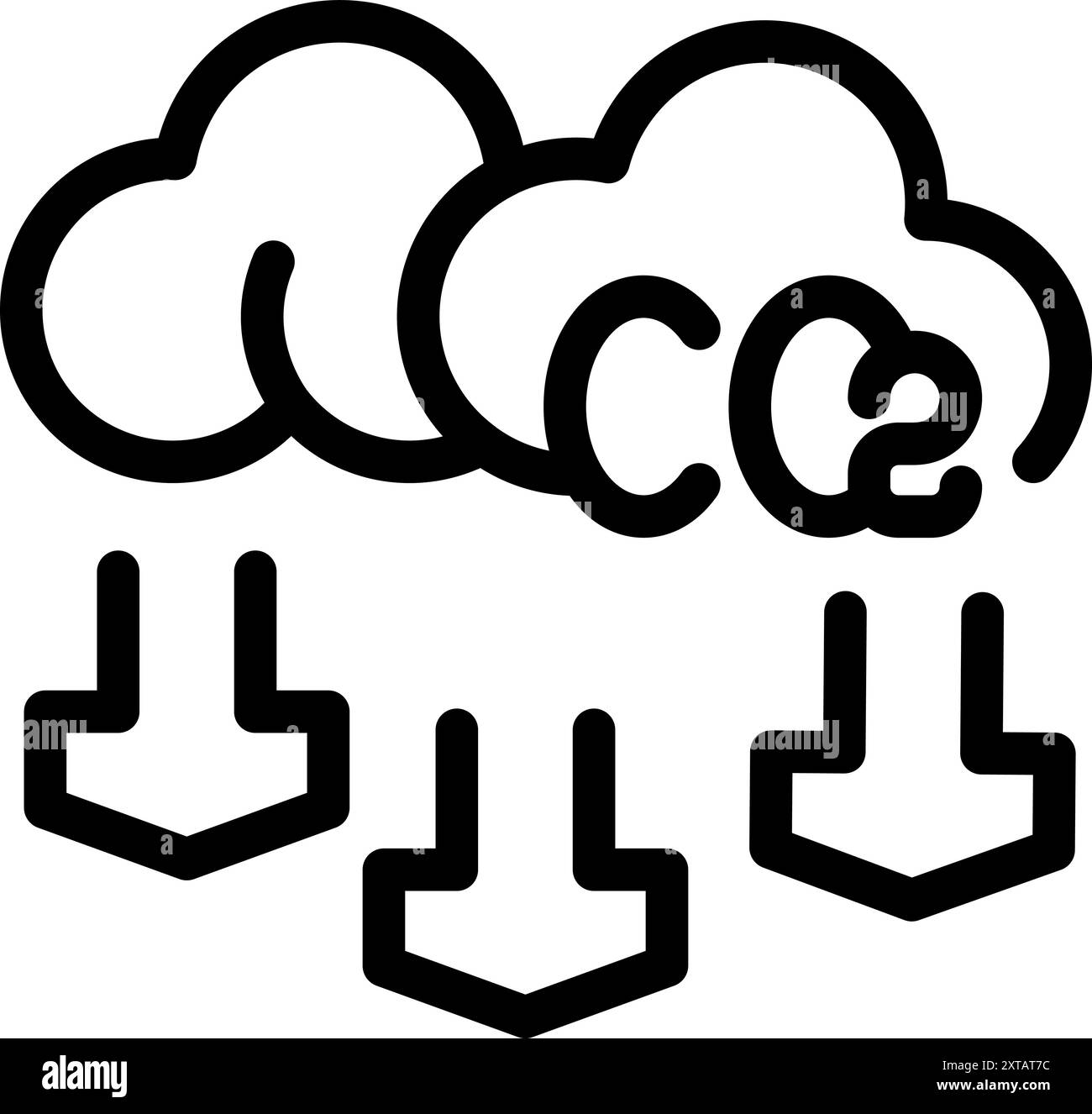 Line art vector icon of co2 emissions being reduced from cloud computing servers Stock Vector ...