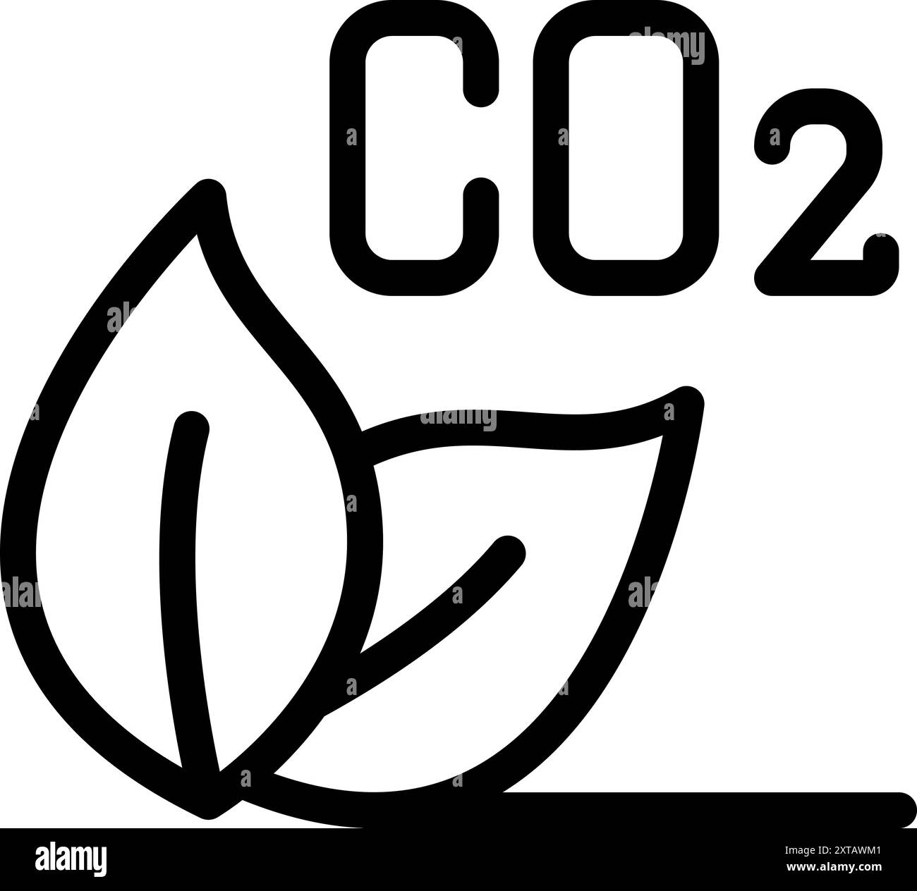Line art icon of green leaves reducing co2 emissions Stock Vector Image ...