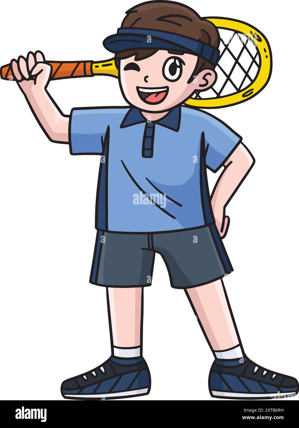 Tennis Boy with a Racket Cartoon Colored Clipart Stock Vector Image ...