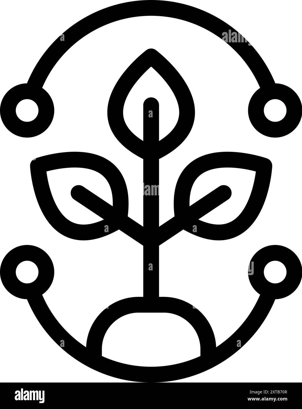 Simple icon of a plant growing with connected circles, symbolizing the ...