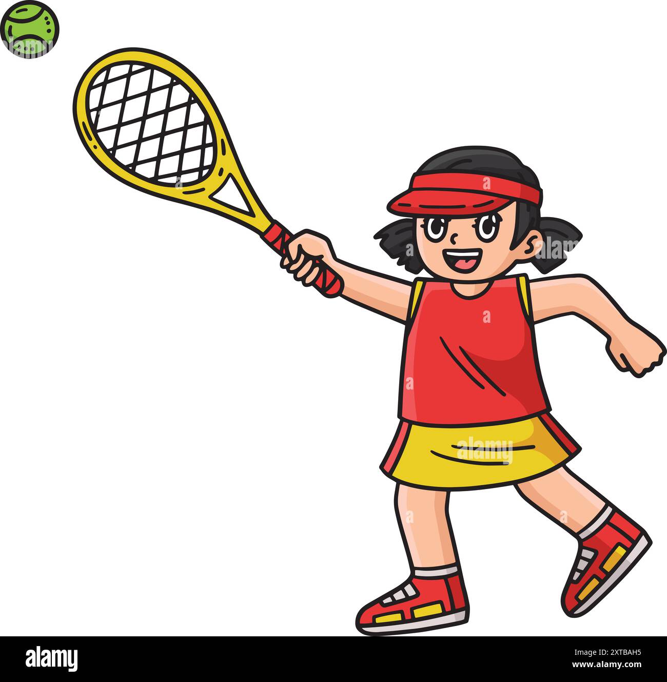 Female Tennis Player Chasing Ball Cartoon Clipart Stock Vector Image ...