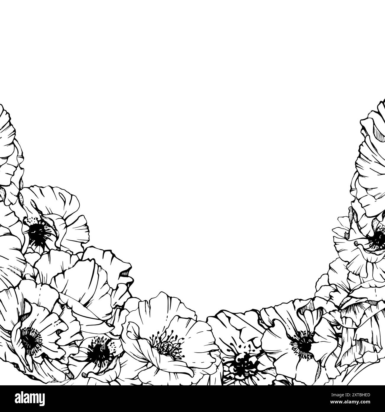 Hand drawn vector graphic botanical illustration flowers leaves. Red ...