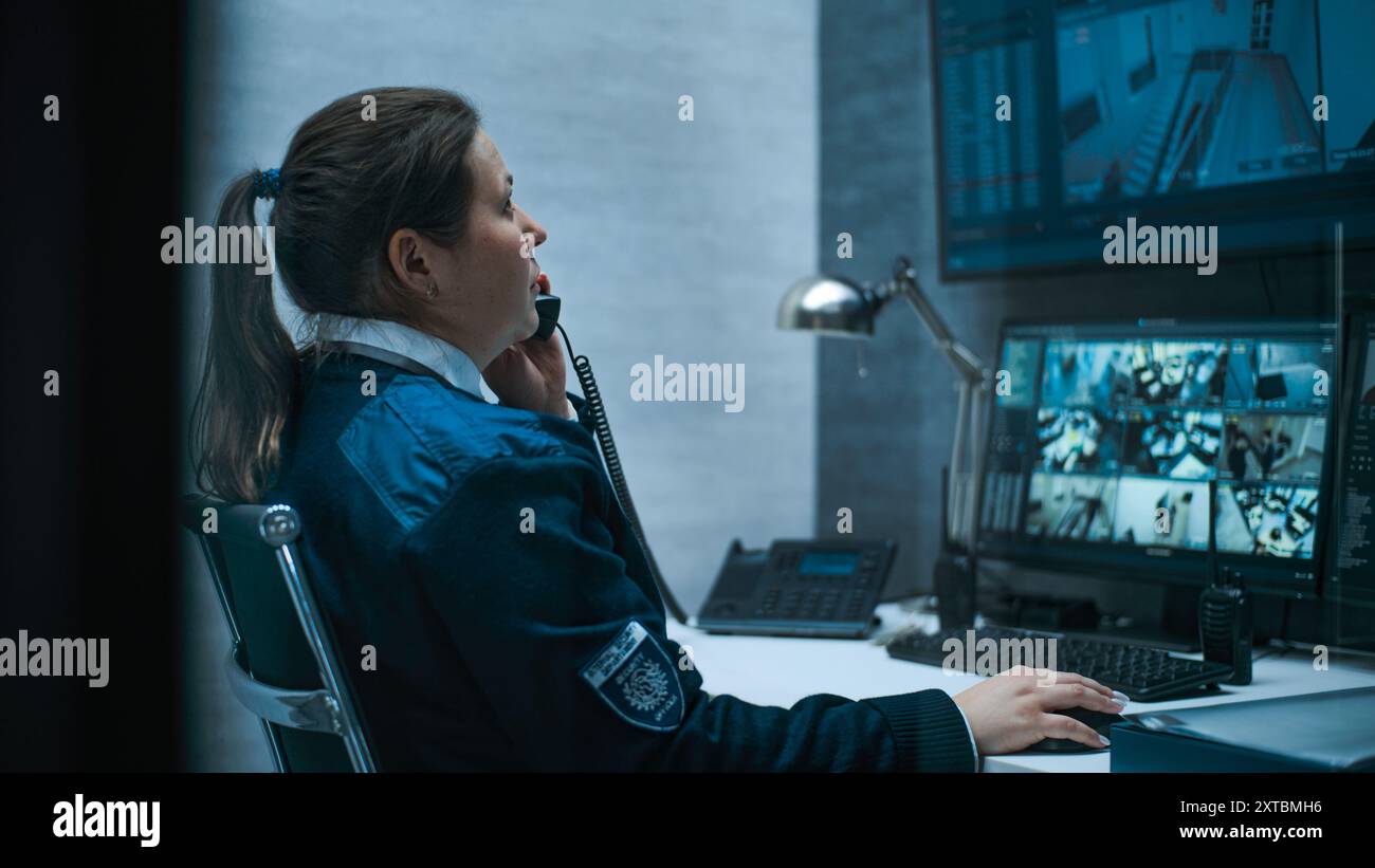 Female security worker dispatch works hi-res stock photography and ...