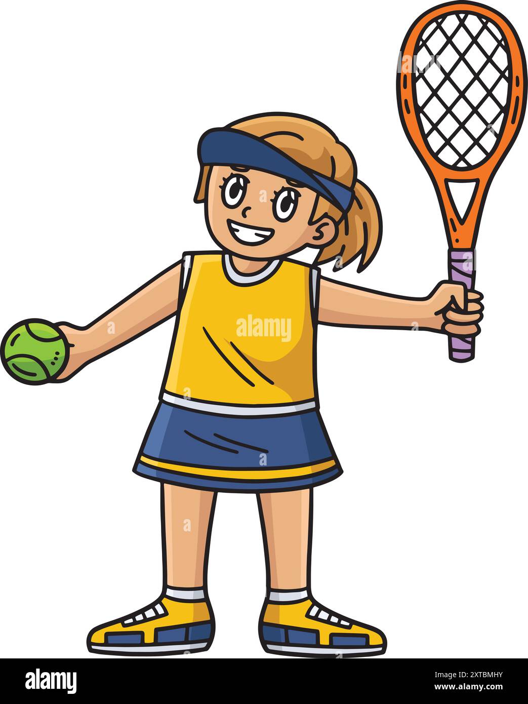 Tennis Girl with a Racket Ball Cartoon Clipart Stock Vector Image & Art ...