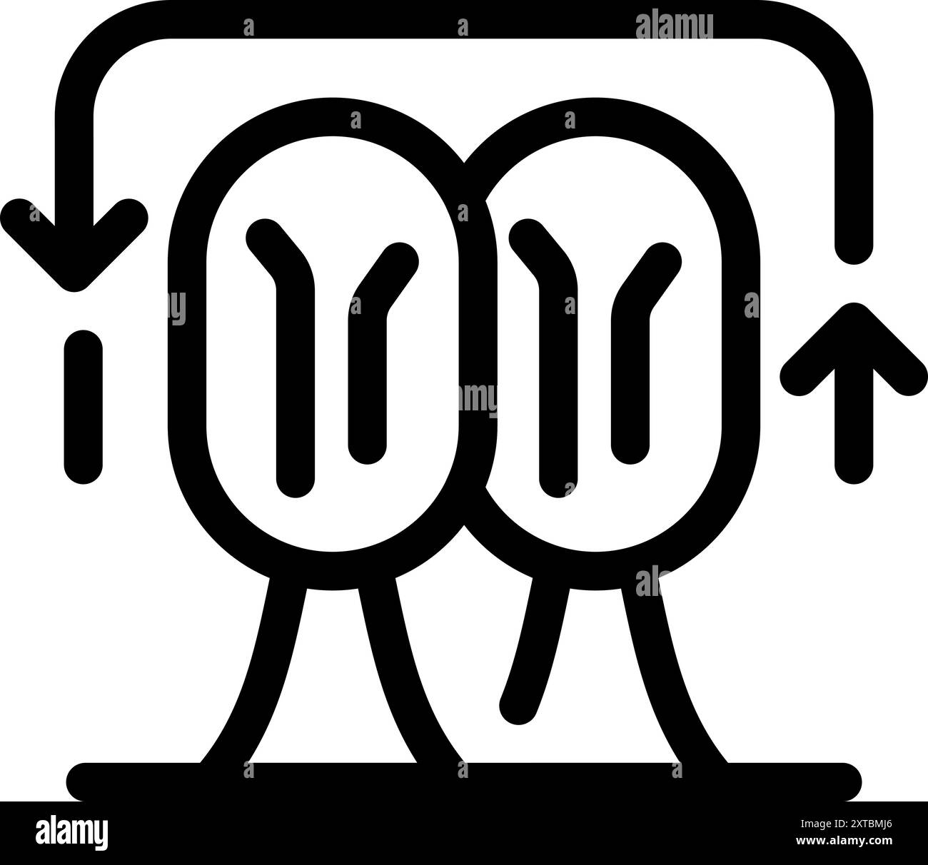 Simple icon representing the communication between two parts of the ...