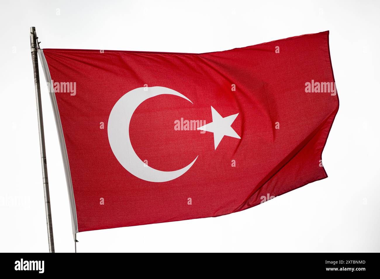 red Turkish flag, red turkish flag with white background waving flag ...