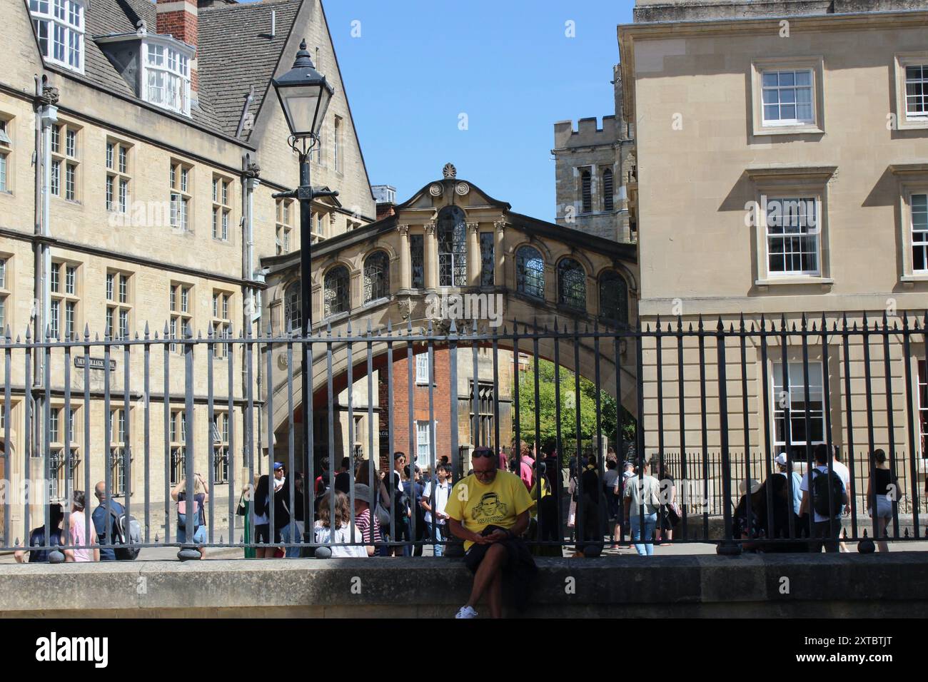 Edmond Halley House in oxford with tourists from asia and europe drawn ...