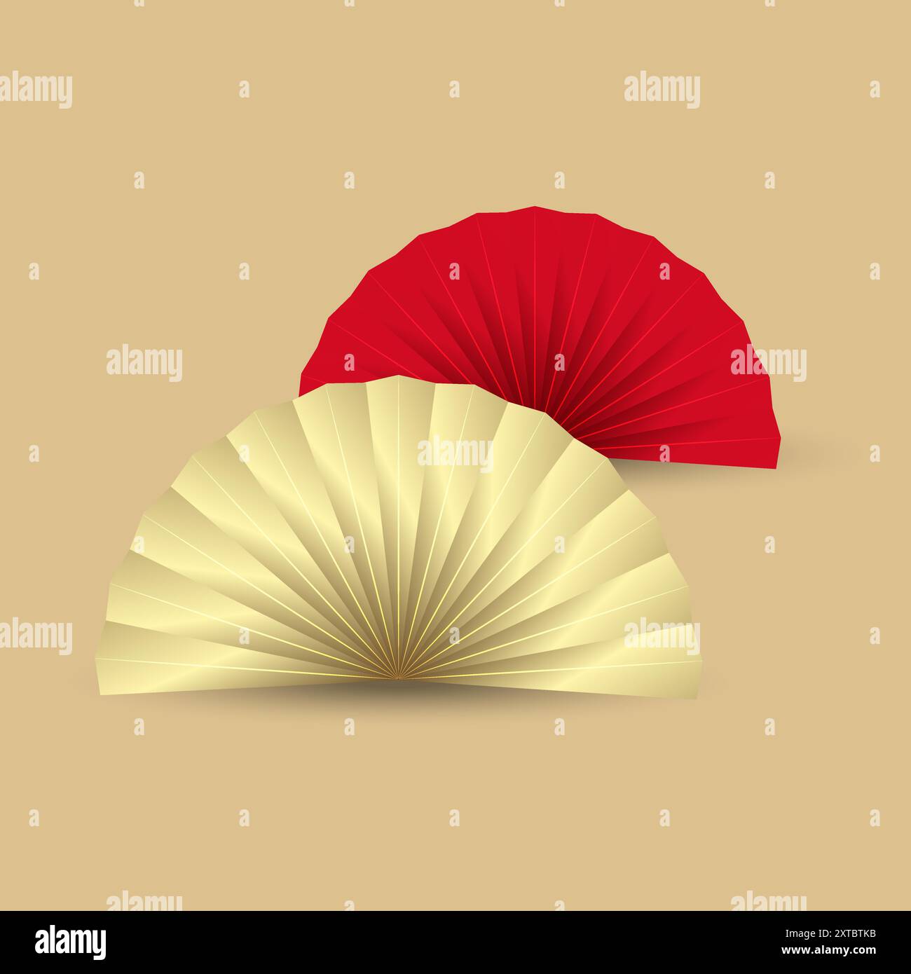 A Chinese new year elements, fan, red and gold objects for product ...