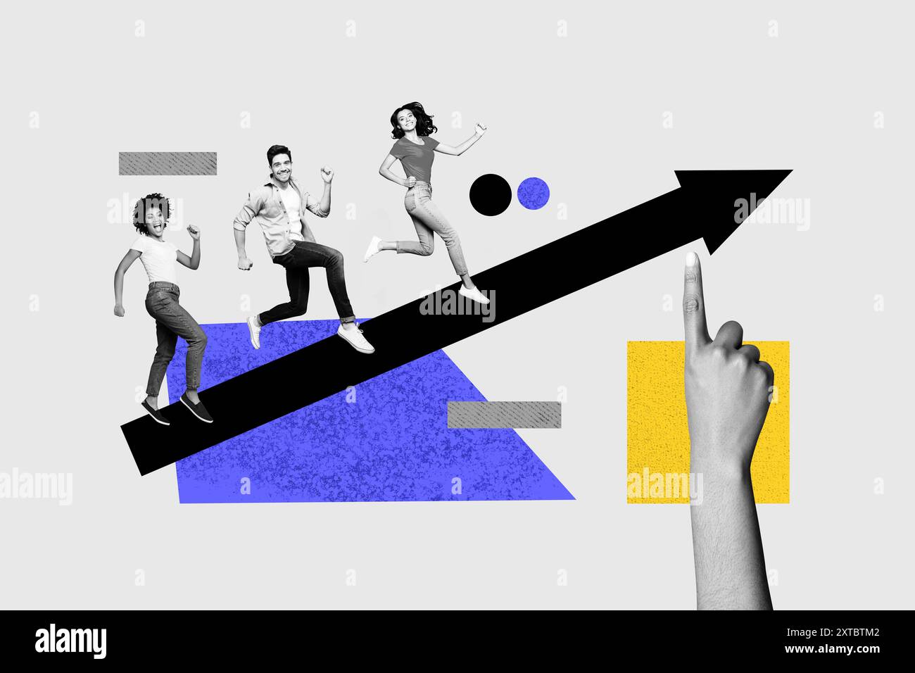 Composite artwork collage image picture of arm point finger arrow mini ...