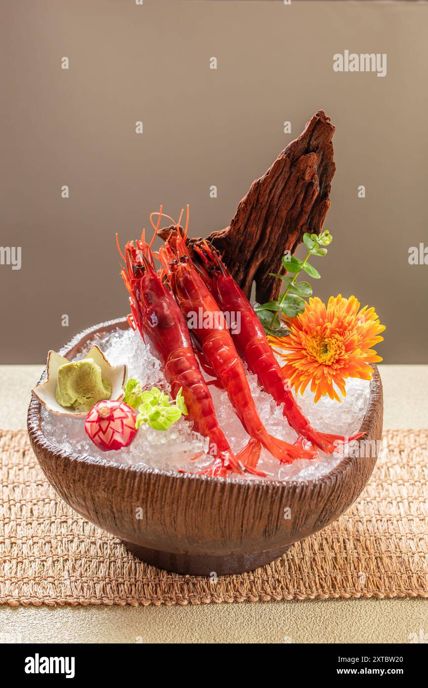 carabinero shrimp seafood sashimi,big red shrimp Stock Photo - Alamy