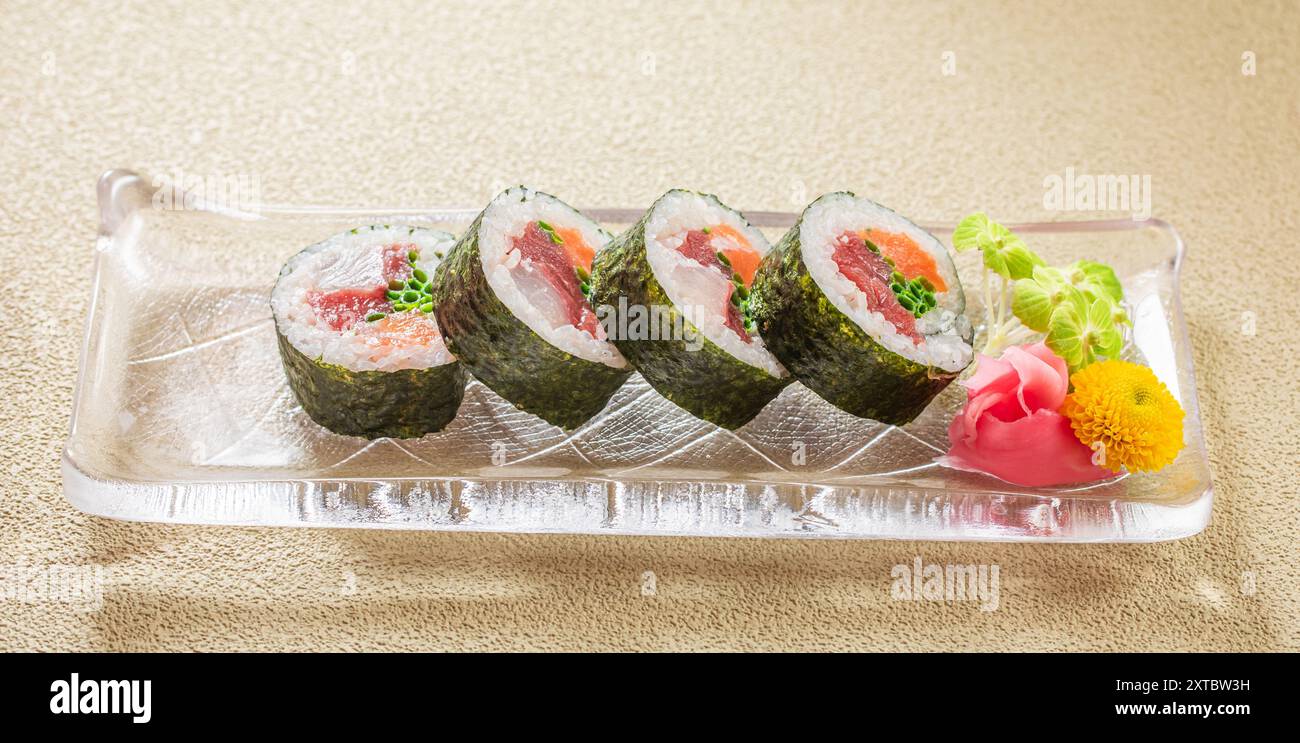 tuna Avocado sushi roll Stock Photo - Alamy