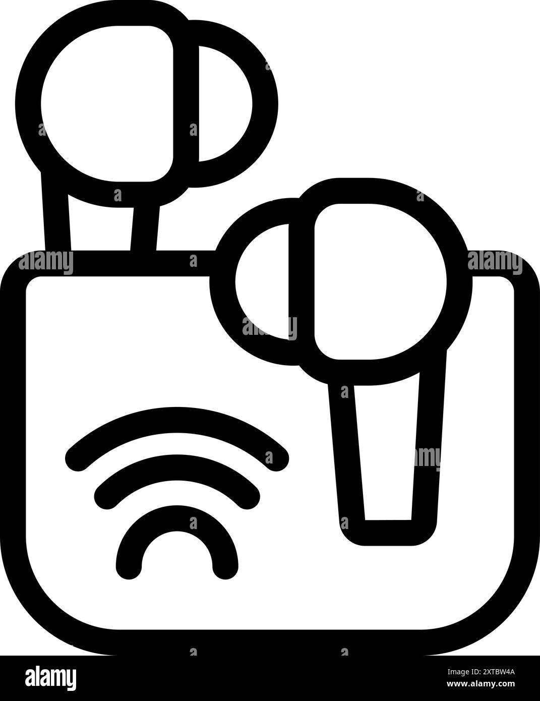 Simple icon of wireless earbuds charging in their case, with a wifi ...