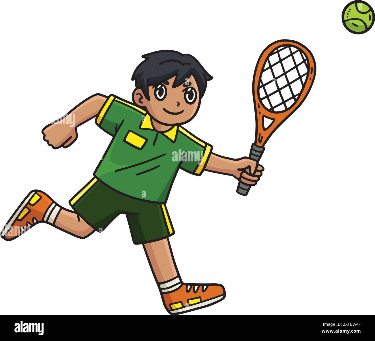 Tennis Player Chasing a Ball Cartoon Clipart Stock Vector Image & Art ...