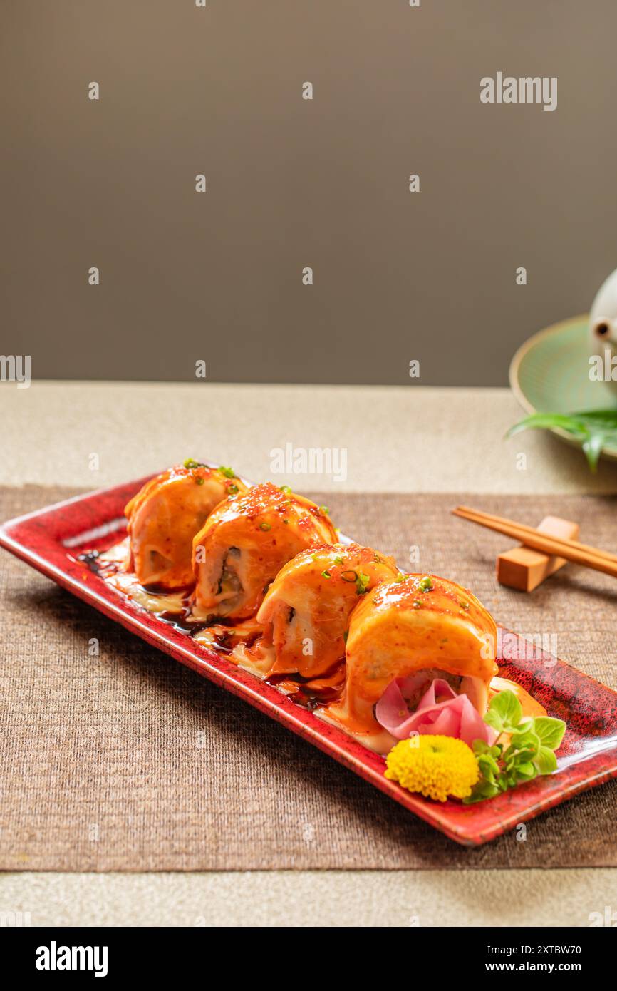 Caesar Sushi roll Stock Photo - Alamy