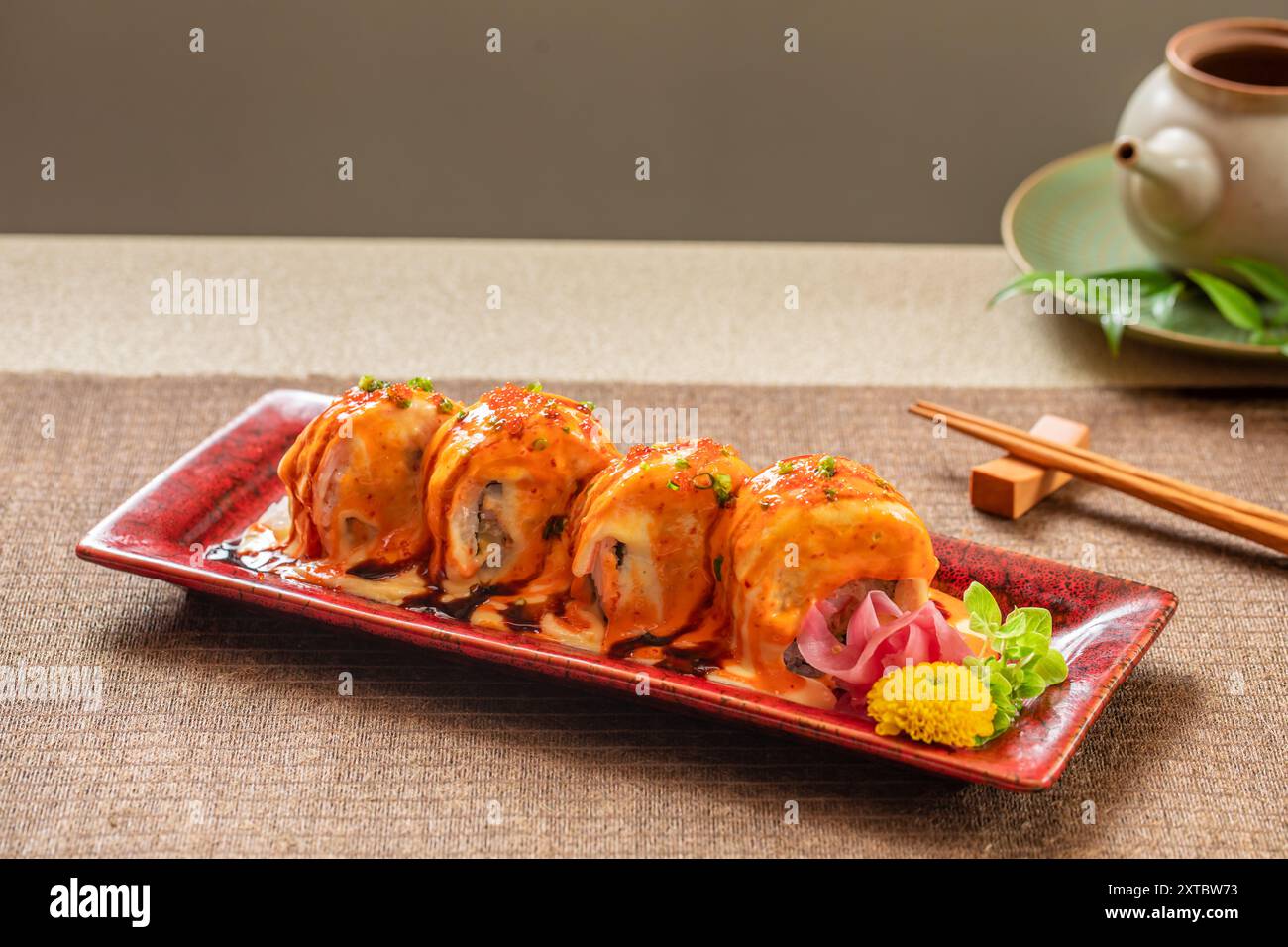 Caesar Sushi roll Stock Photo - Alamy