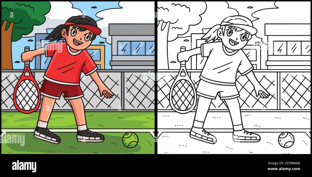 Tennis Female Player Picking a Ball Illustration Stock Vector Image ...