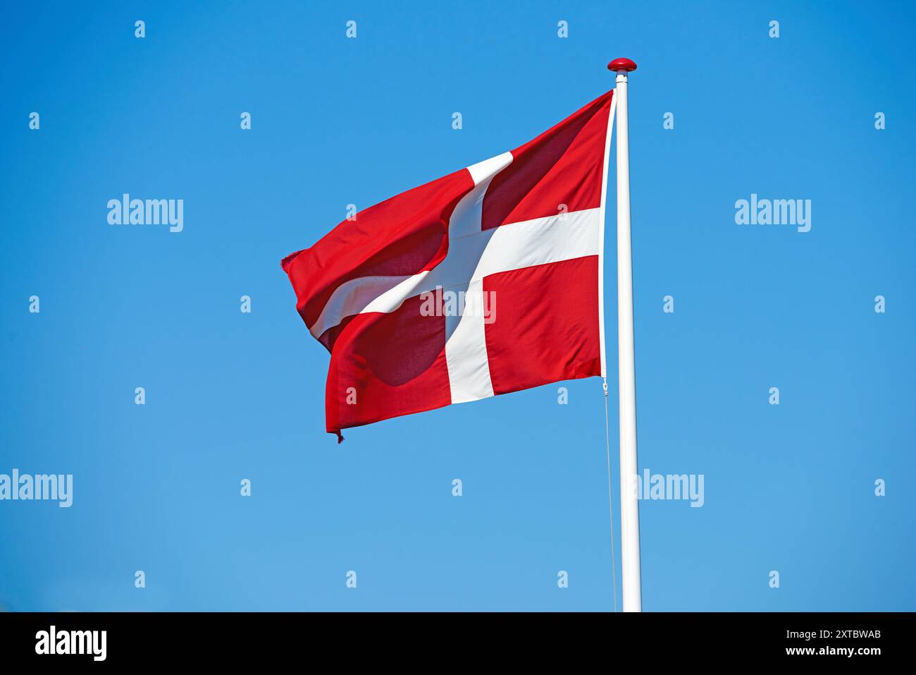 Denmark, flag and wind on sky background for pride, honor and protocol ...