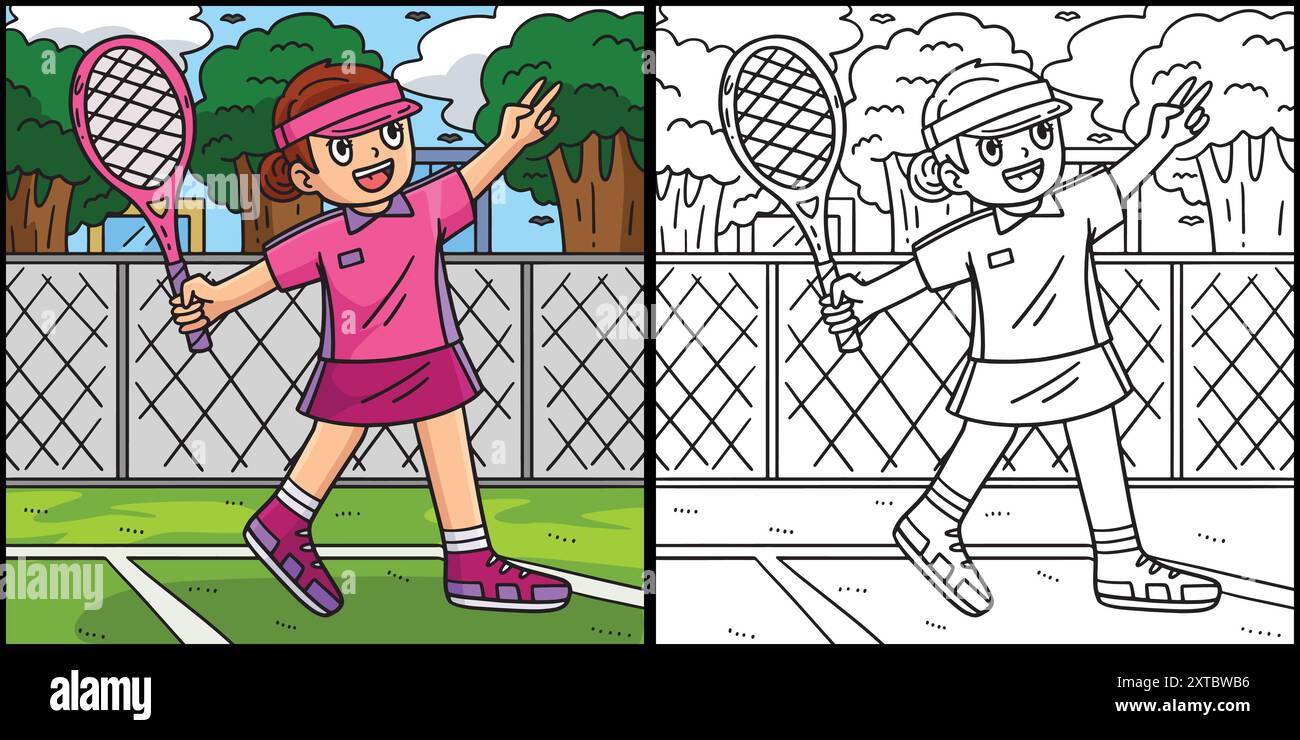 Girl with racket Stock Vector Images - Alamy