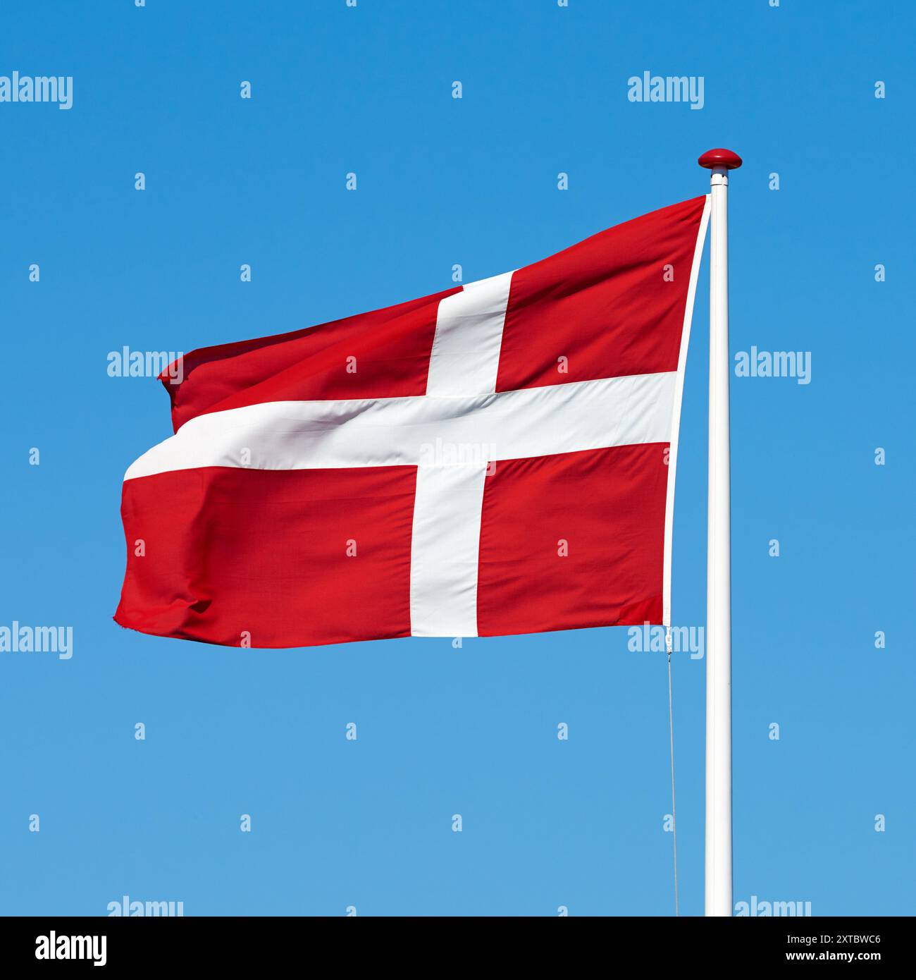 Denmark, flag and wind on sky background at kingdom, pride and protocol ...