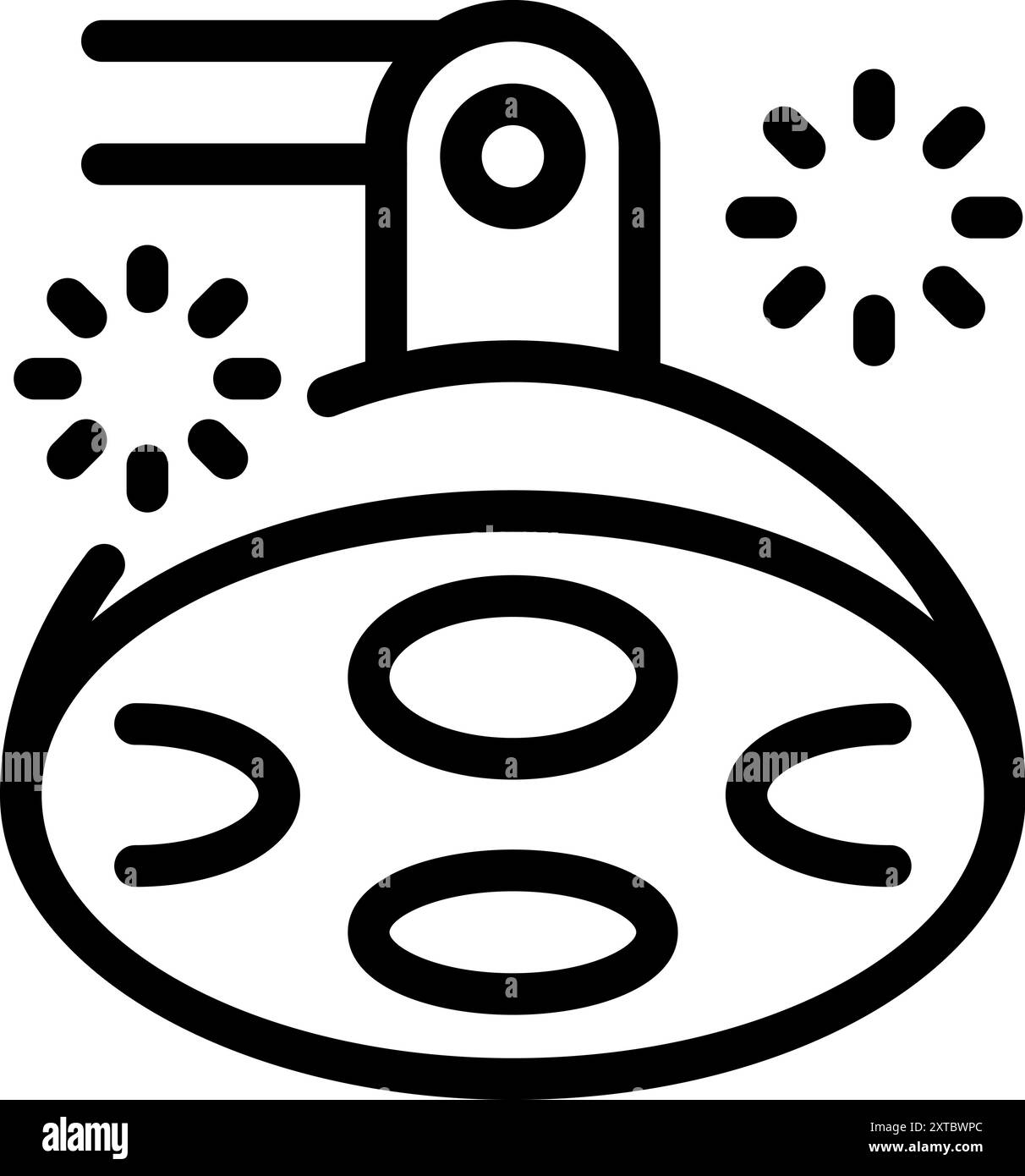 Line icon of a surgical lamp, representing medical equipment used in ...