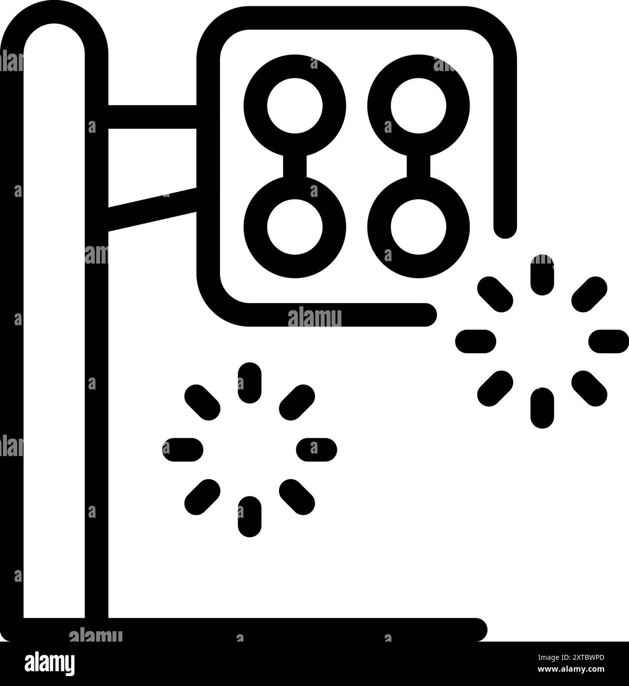 Traffic light is flashing, indicating caution at an intersection Stock ...