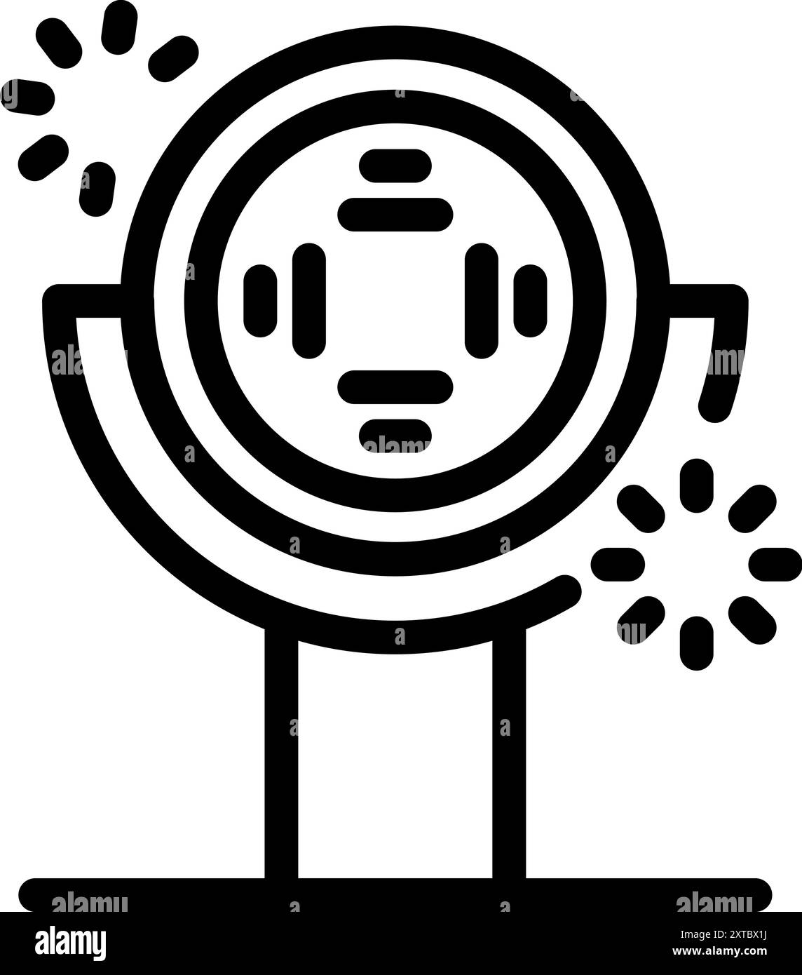 Line icon of a robot head spinning around, symbolizing the rapid evolution of artificial ...