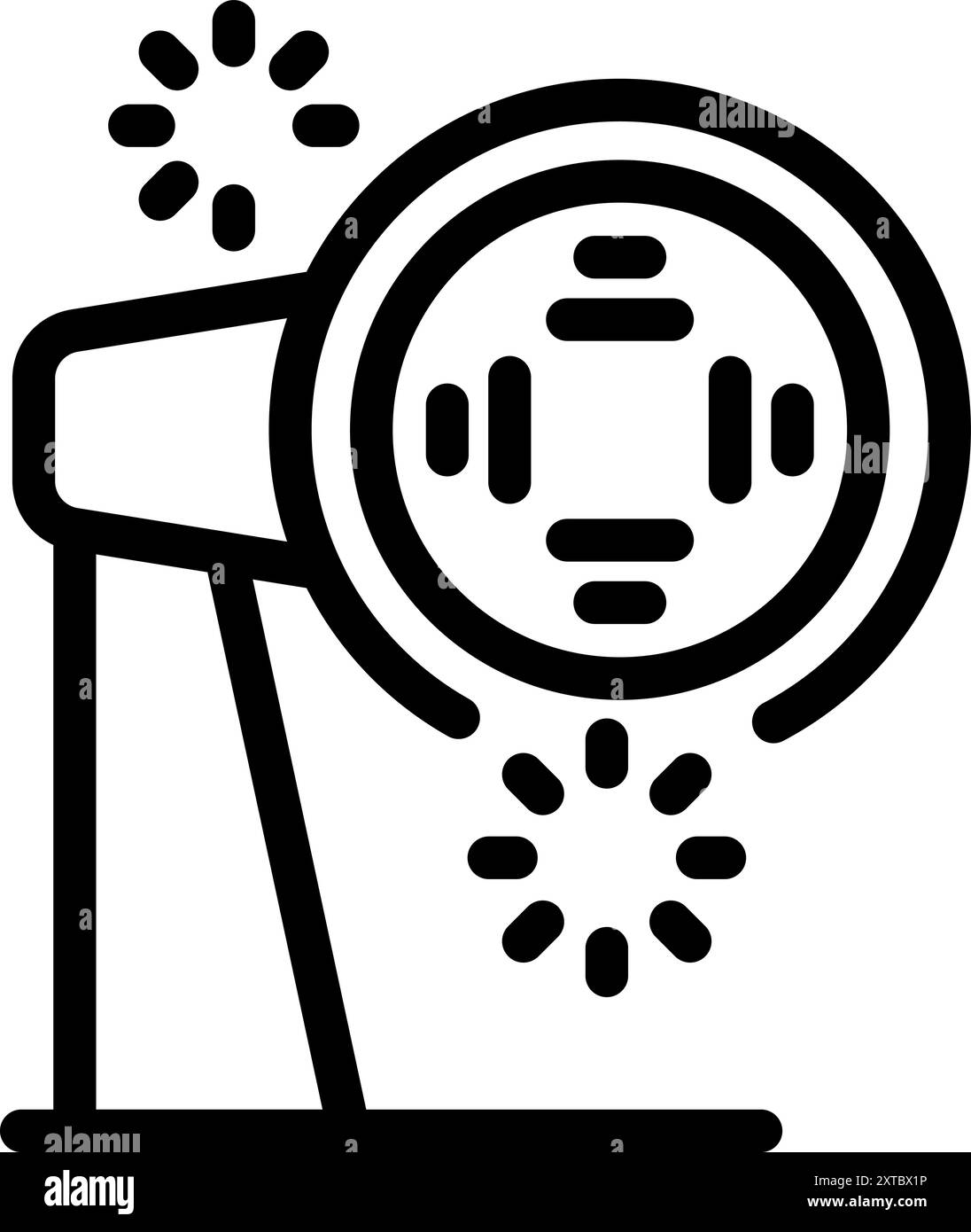 Professional cinema light is emitting a powerful beam of light ...