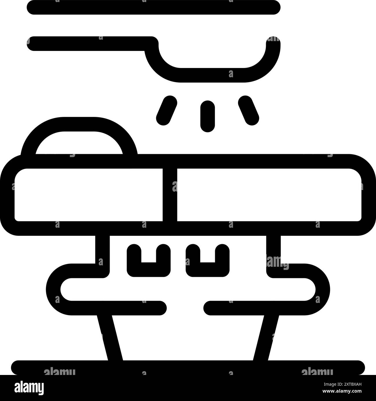 Simple vector icon of a medical lamp shining on an empty medical bed in ...