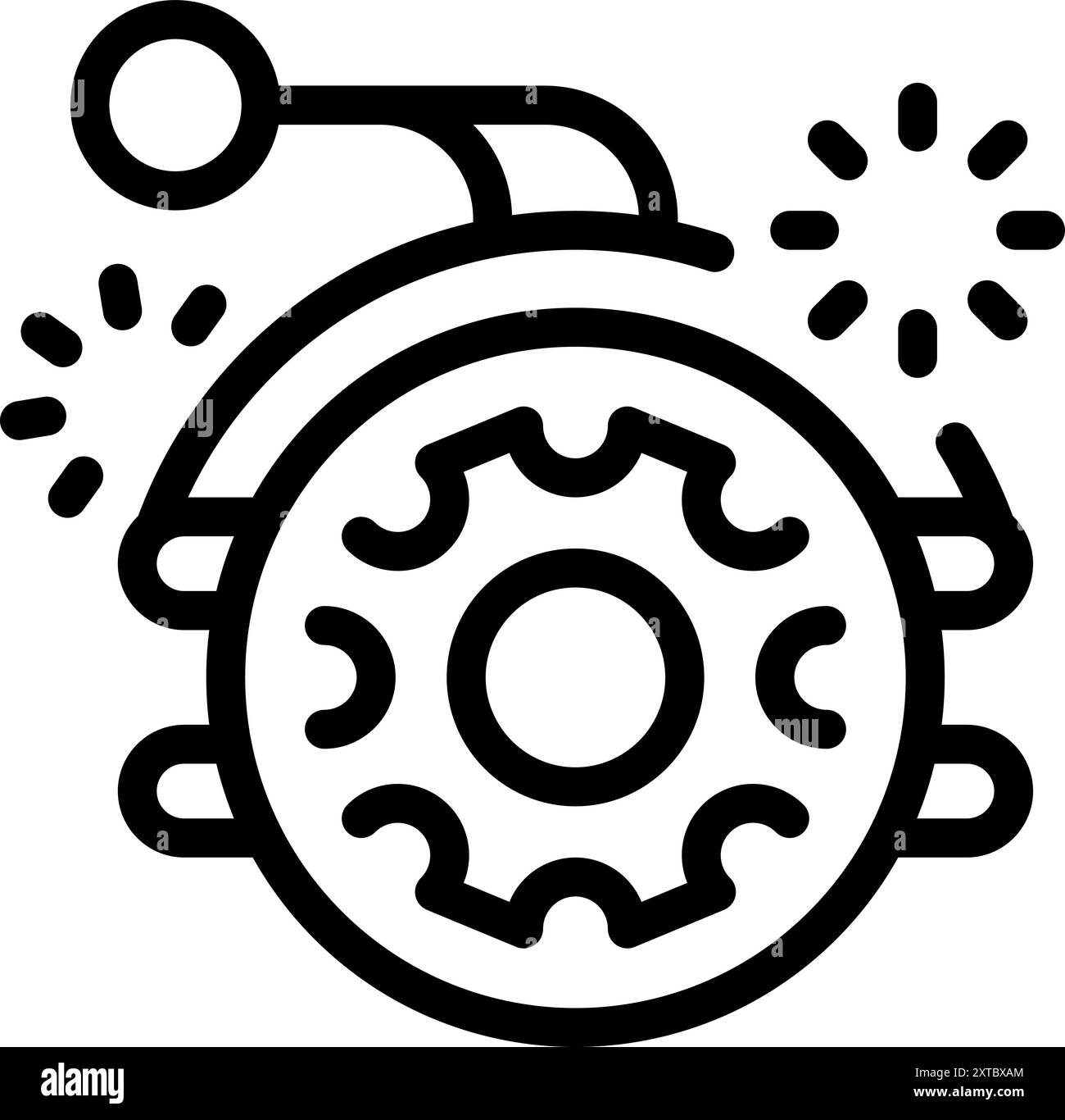 Gear is surrounded by wires and sparks are flying, representing a machine learning algorithm ...
