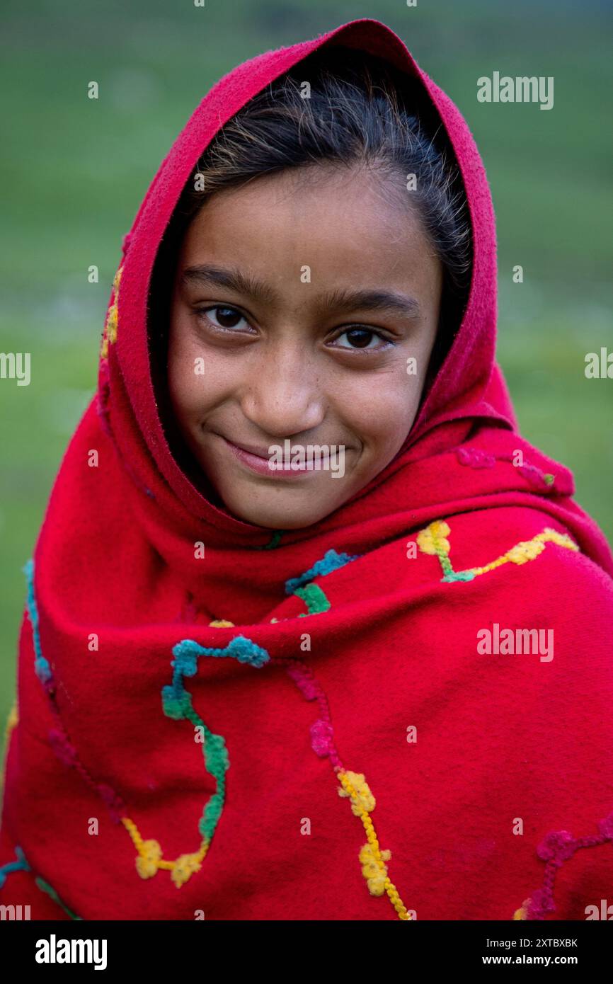 Peer Ki Gali, India, 14/08/2024, A Kashmiri nomadic girl poses for a ...