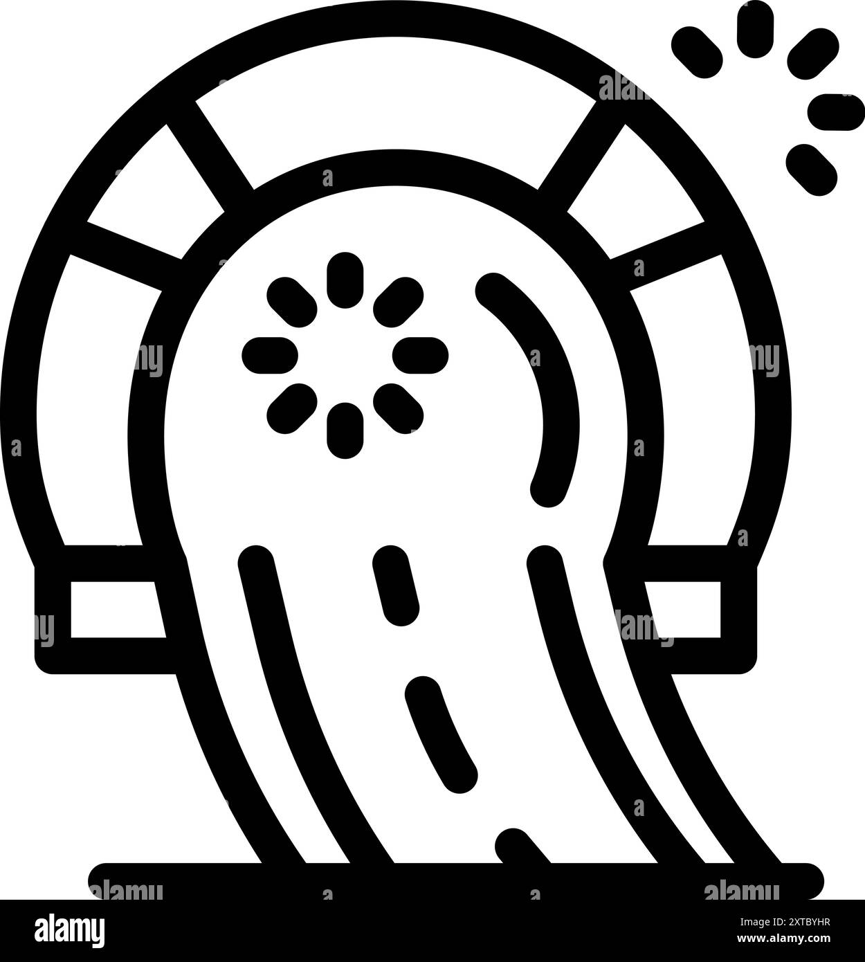 Line icon of a one lane road with a rotating loading symbol ...