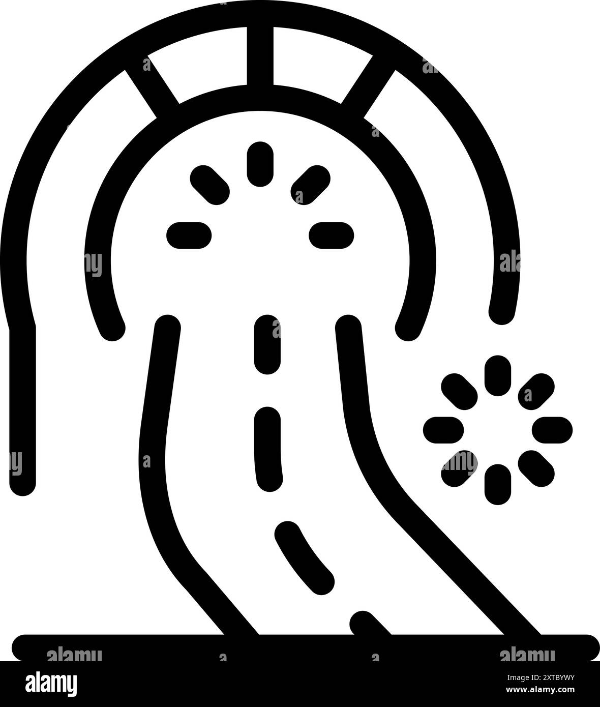 Simple road tunnel icon with a loading symbol at its end Stock Vector ...