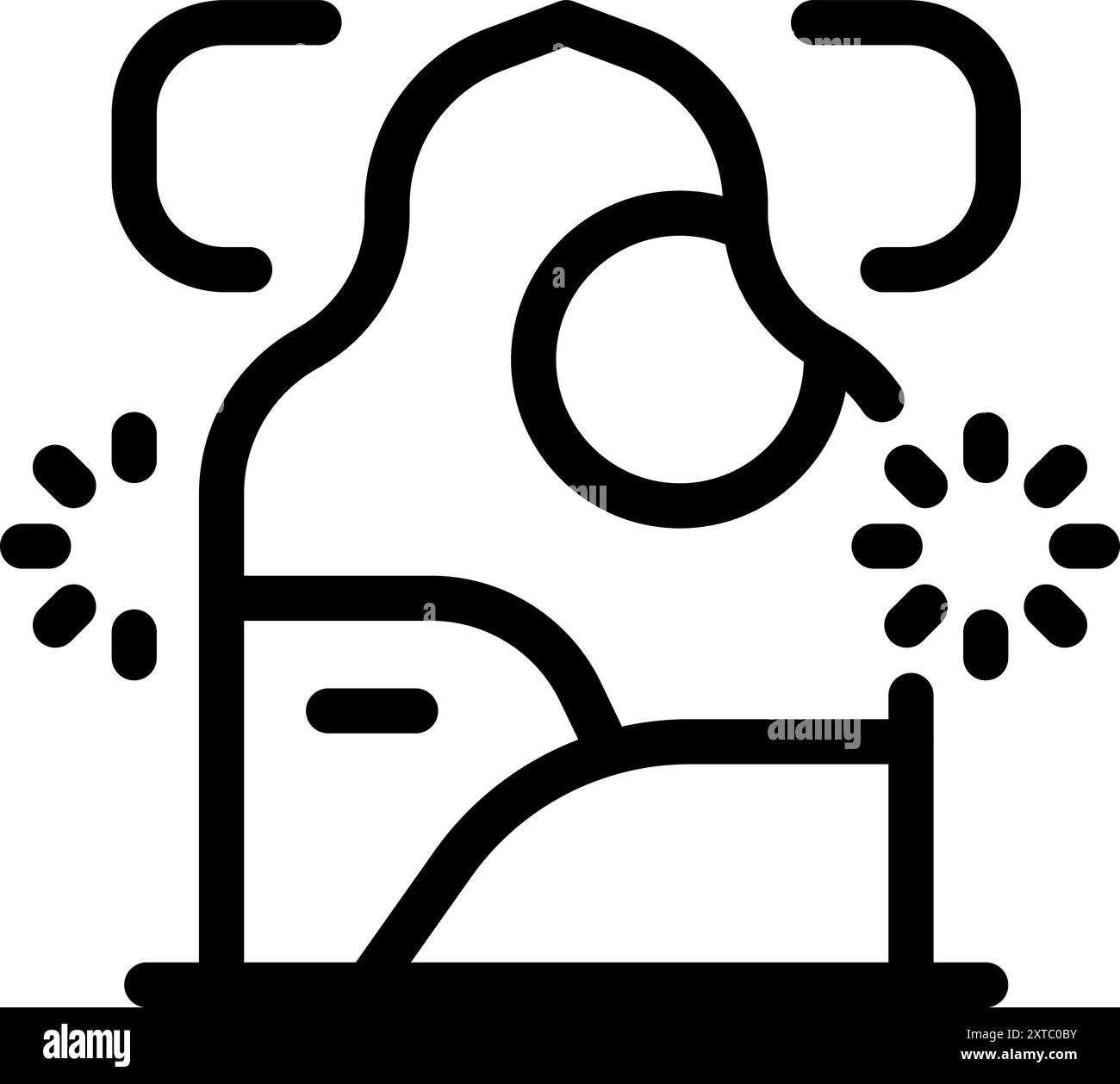 Line art icon of a magic portal activating with magical energy swirling ...