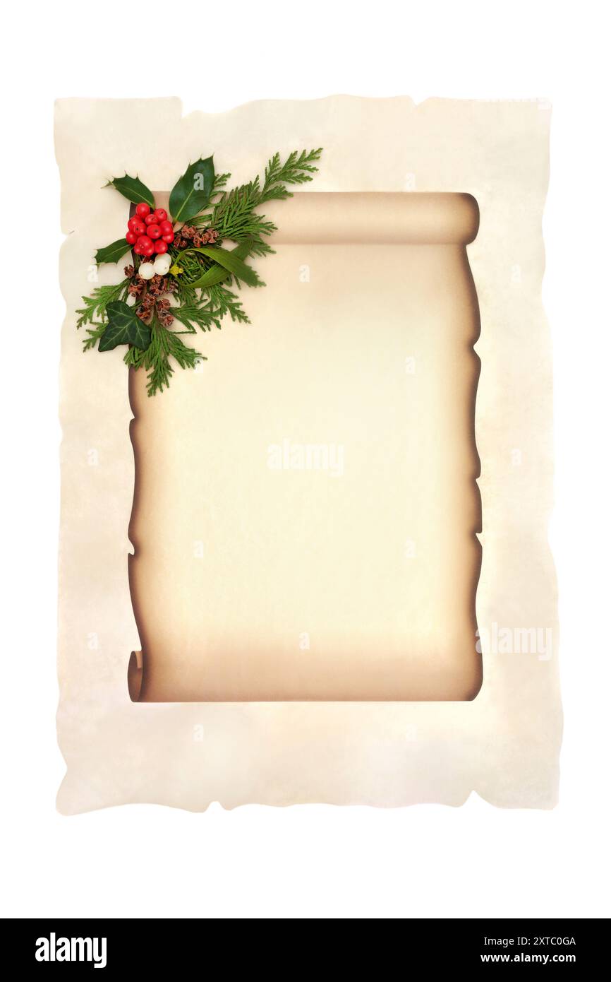 Christmas paper scroll for party invitation or letter to Santa on ...