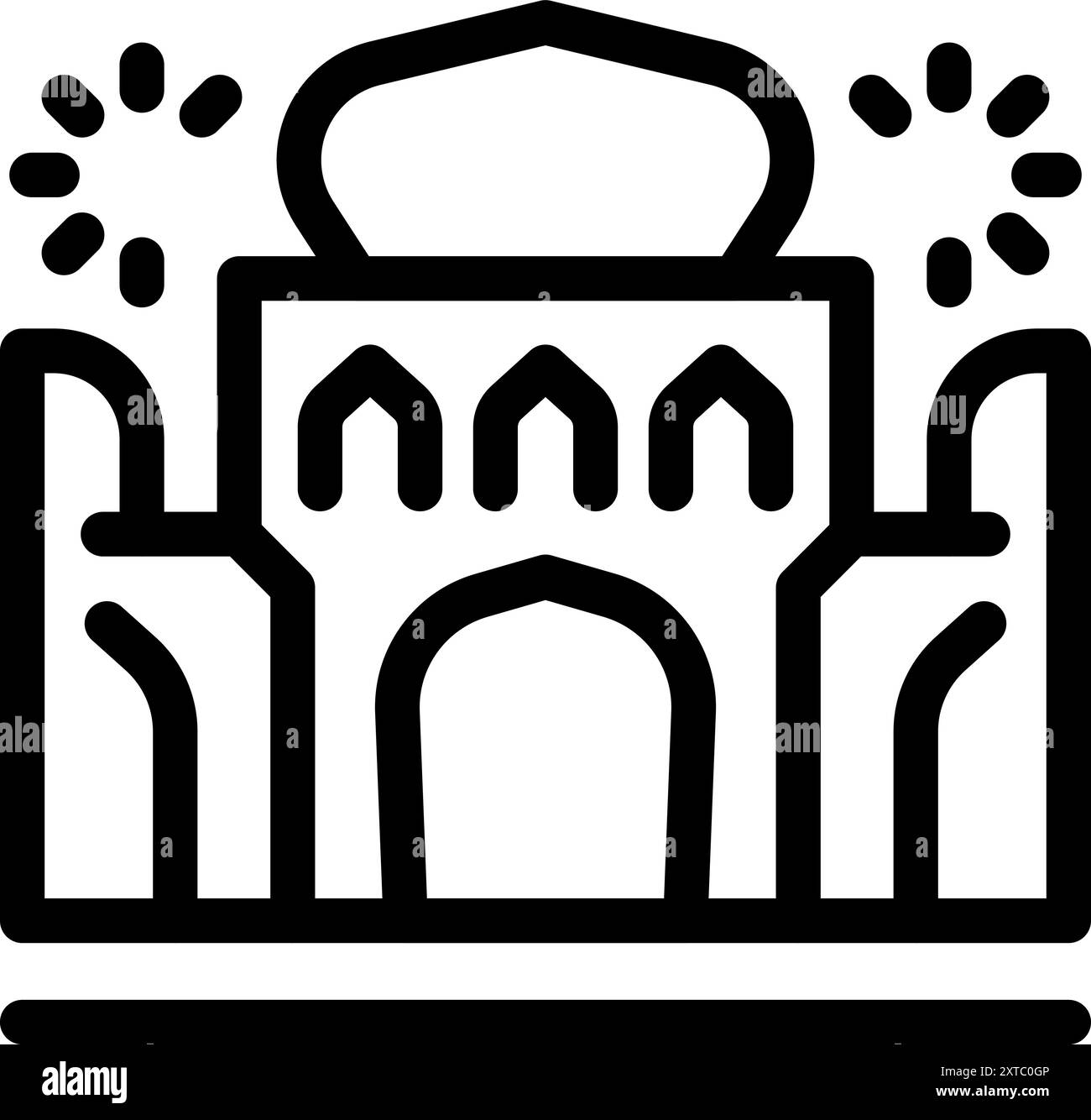Line art icon of an indian palace with fireworks, celebrating the ...