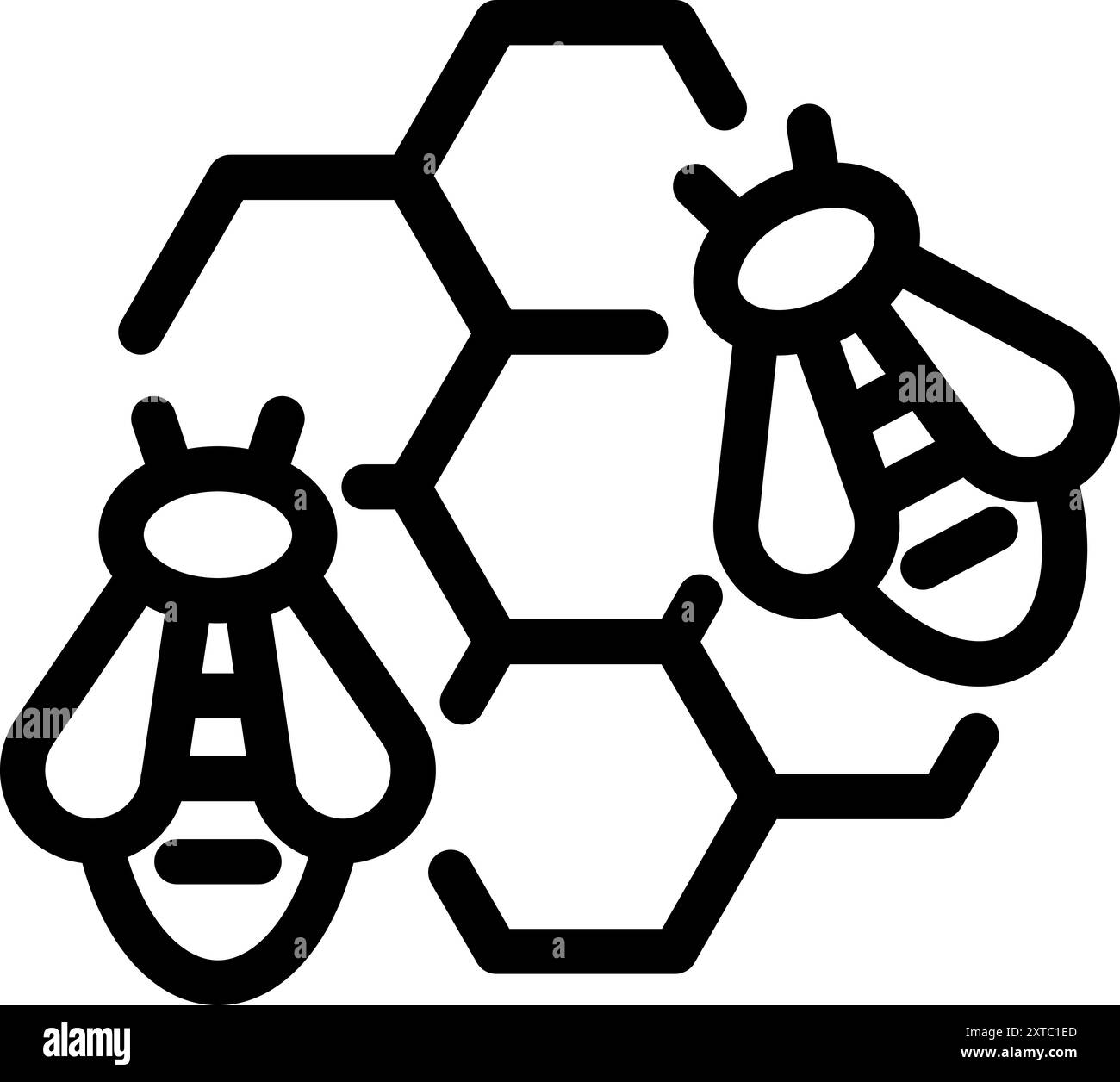 Line art icon of two bees flying near their honeycomb structure Stock Vector Image & Art - Alamy